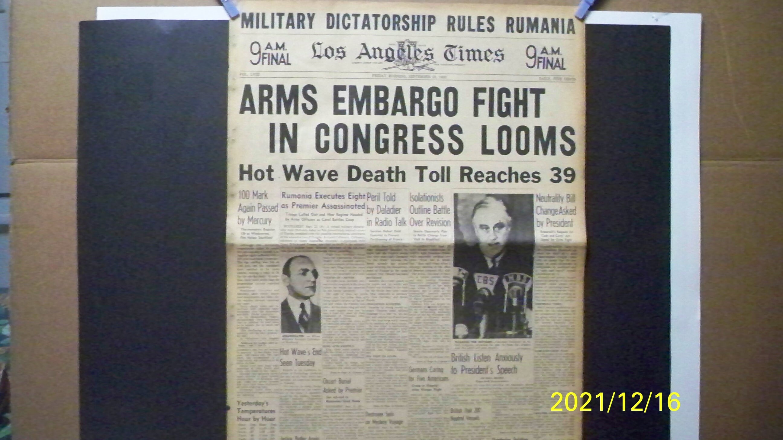 WW2 Newspaper - ARMS EMBARGO FIGHT - September 22, 1939 - Etsy
