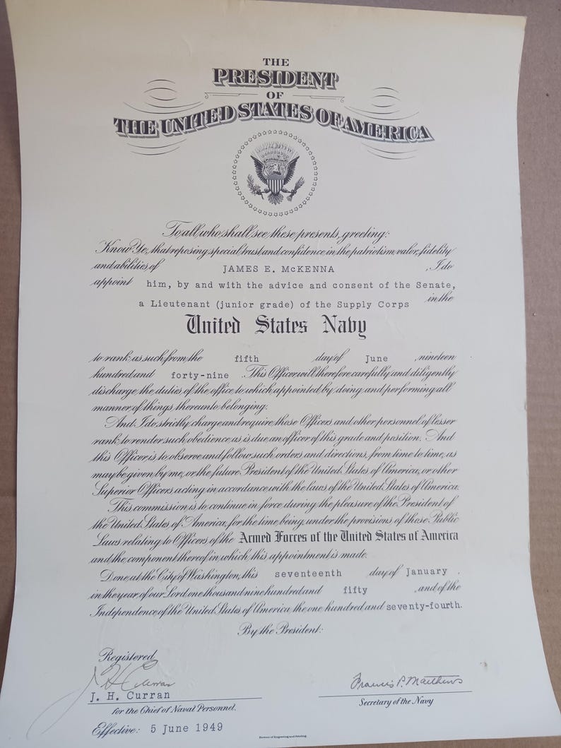 PRESIDENT of the UNITED STATES Document - January 17, 1950 - Etsy