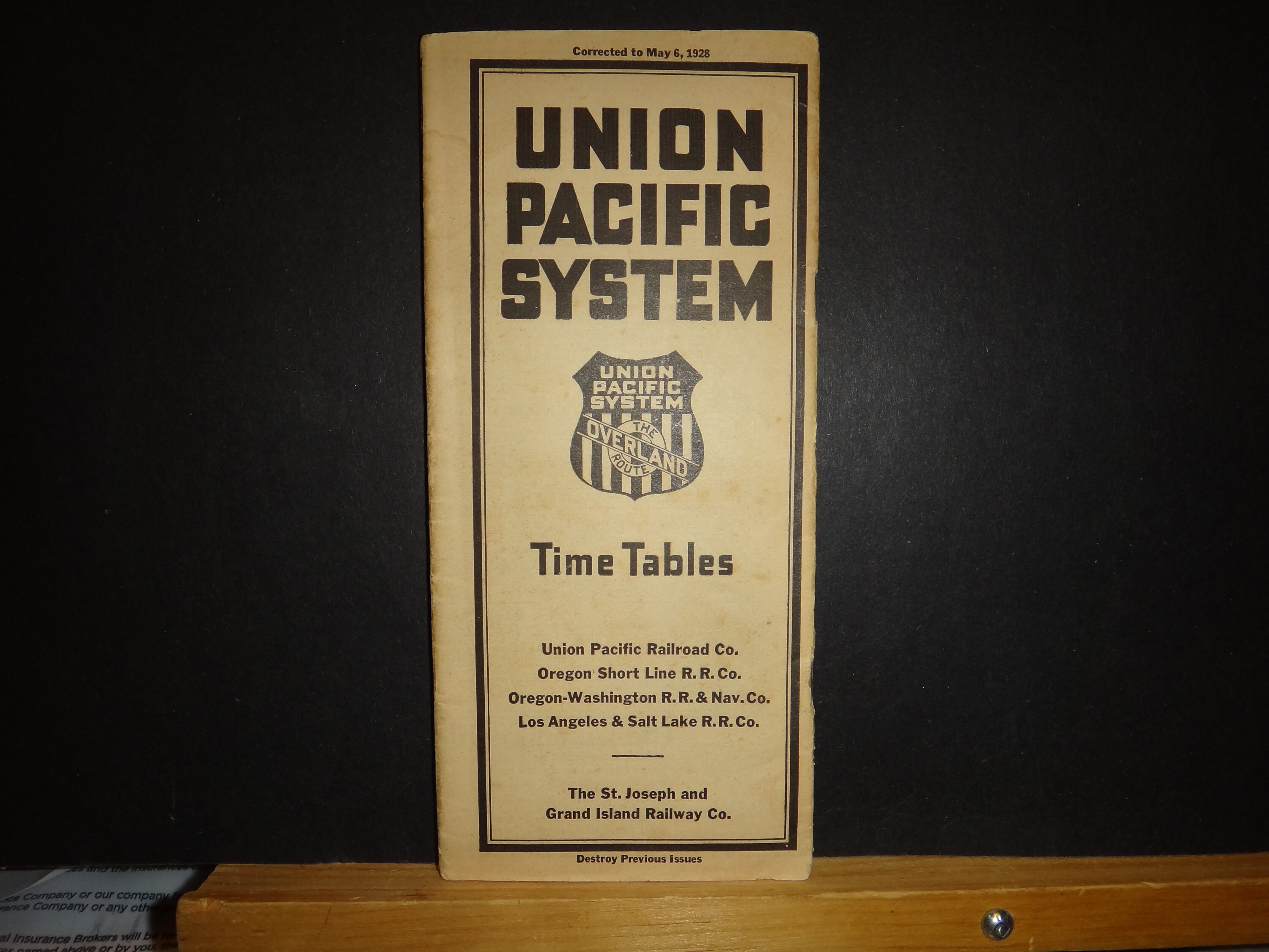 UNION PACIFIC TIMETABLE Railroad- 1928 - Etsy