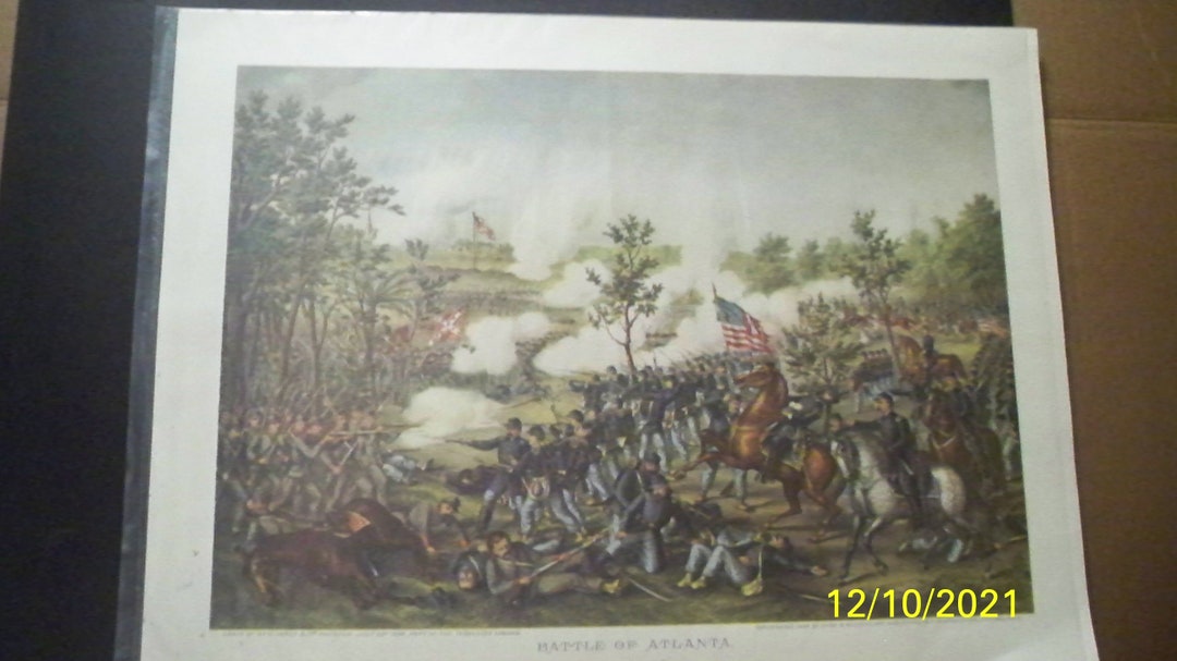 Civil War Engraving - BATTLE of ATLANTA - Circa - 1890's - Etsy