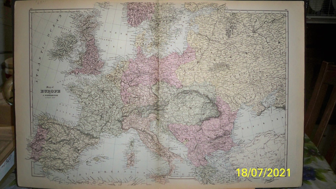 MAP OF EUROPE - 1877 - Etsy