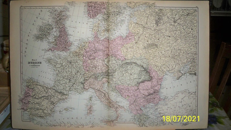 MAP OF EUROPE - 1877 - Etsy
