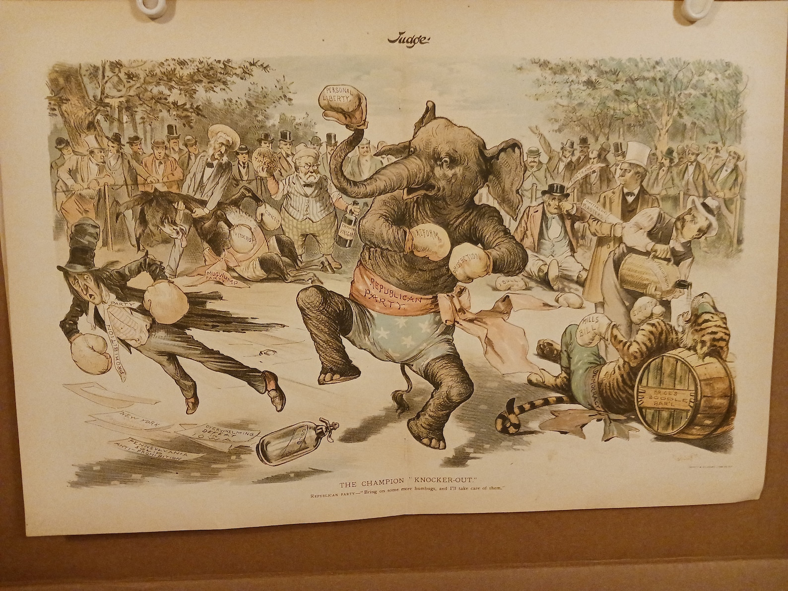 Judge Magazine - the CHAMPION KNOCK-OUT- July 13, 1889 - Etsy