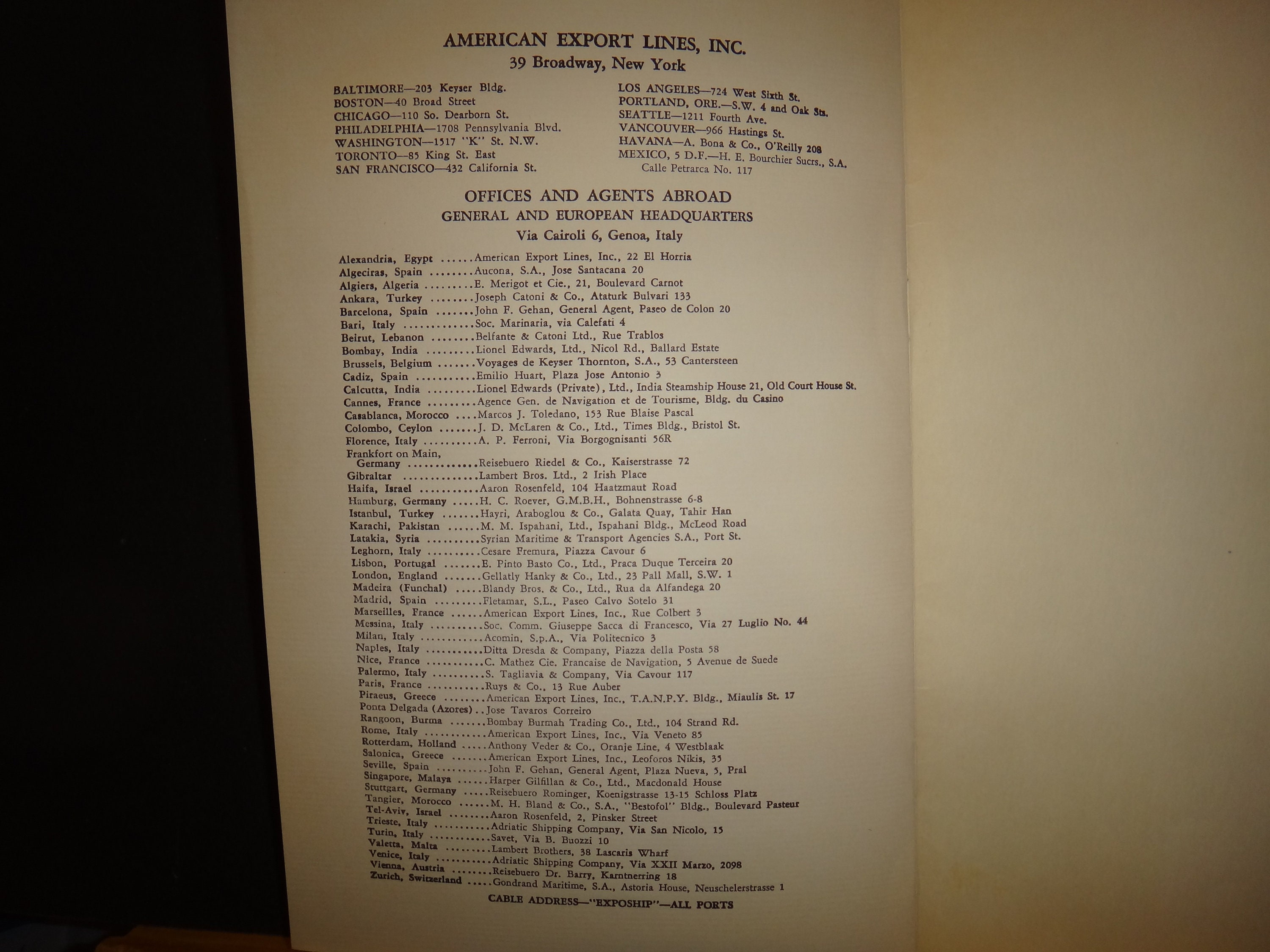 AMERICAN EXPORT LINES - Passenger List - 1958 - Etsy