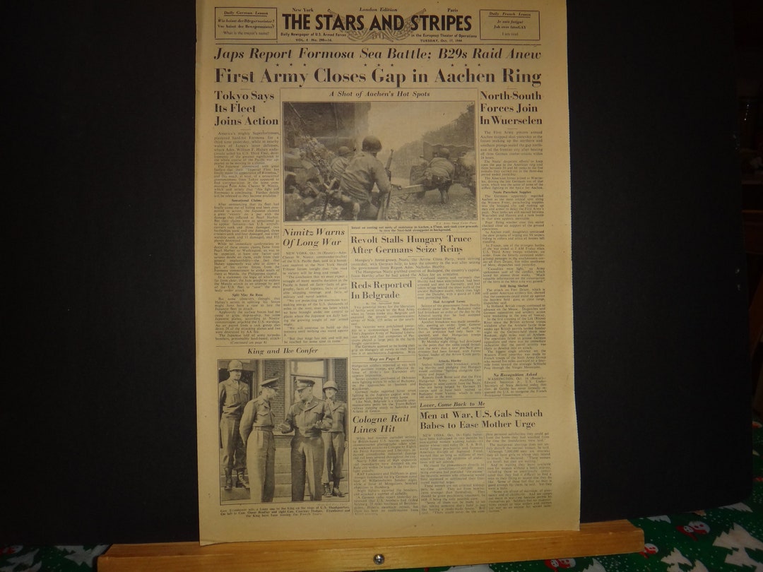 Stars and Stripes - FIRST ARMY CLOSES Gap in Aachen Ring; - October 17 ...