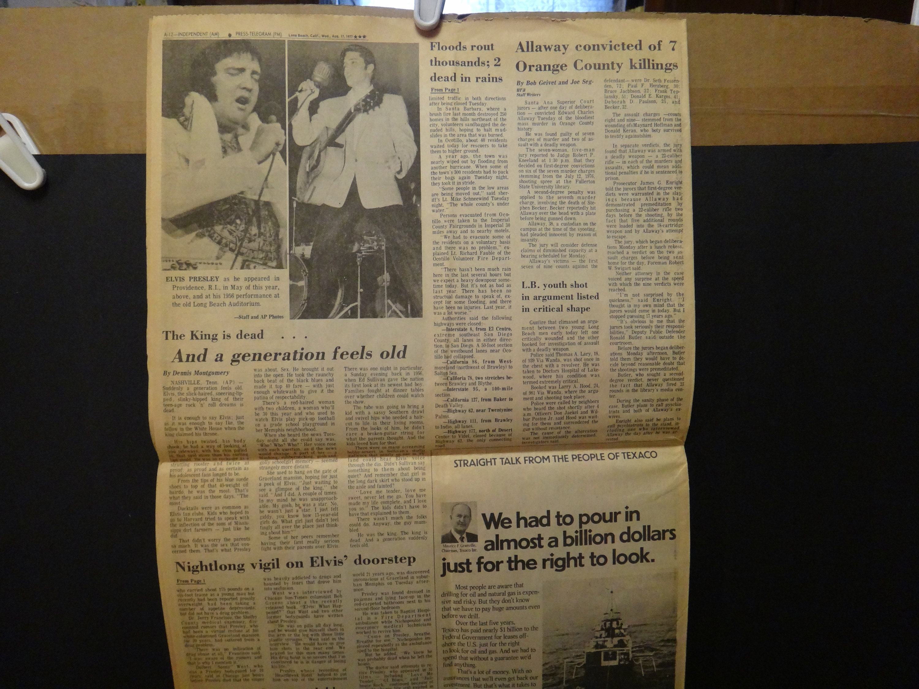 ELVIS PRESLEY - PRESS Telegram - August 17, 1977 - Etsy