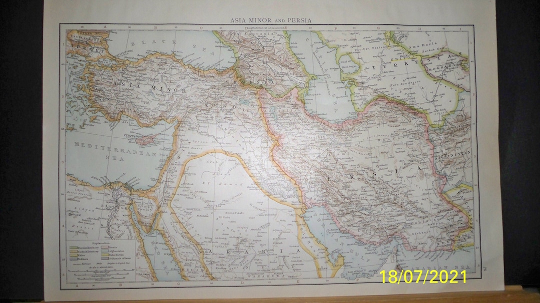 Map of ASIA MINOR & PERSIA - 1890 - Etsy