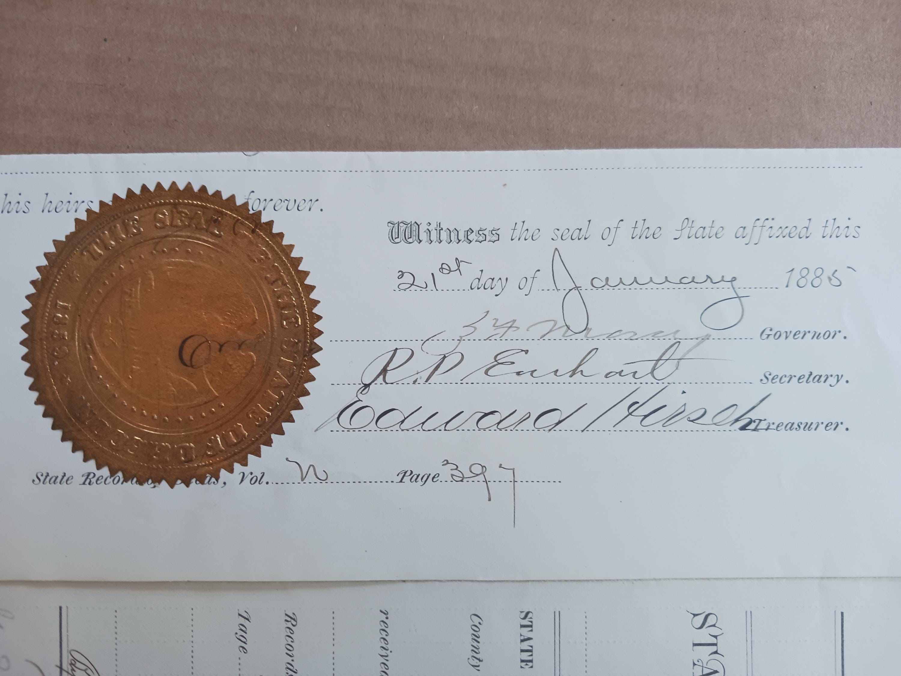 STATE of OREGON Land Deed April 28. 1890 - Etsy