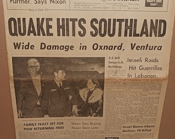 Newspaper Los Angeles Herald Examiner QUAKE HITS - Etsy
