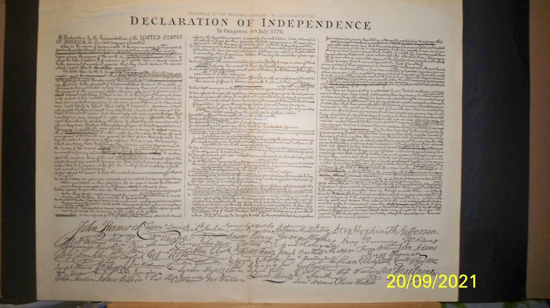 Fac-simile of the DECLARATION OF INDEPENDENCE - 1876 - Etsy