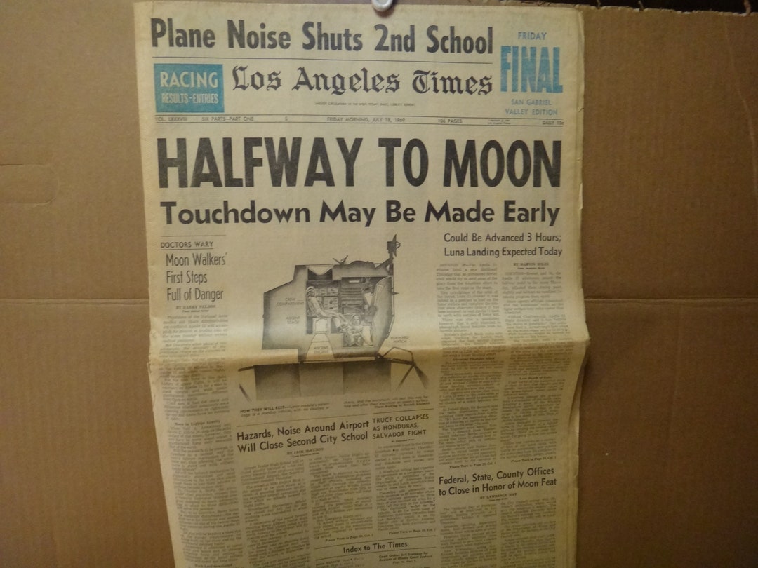 Newspaper - Space Flight -los Angeles Times - HALFWAY TO MOON - July 18 ...