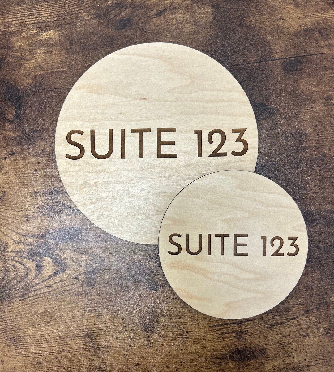 Round Wooden Engraved 5 & 7 Inch Custom Office Suite Sign - Etsy