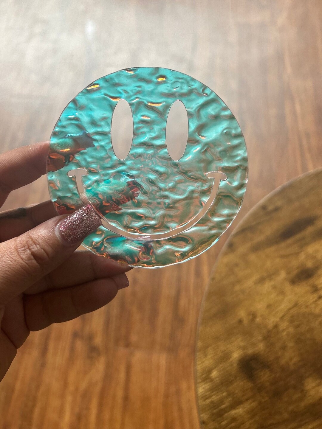 Iridescent Ripple Smiley Face Coasters Lightweight Textured Durable ...