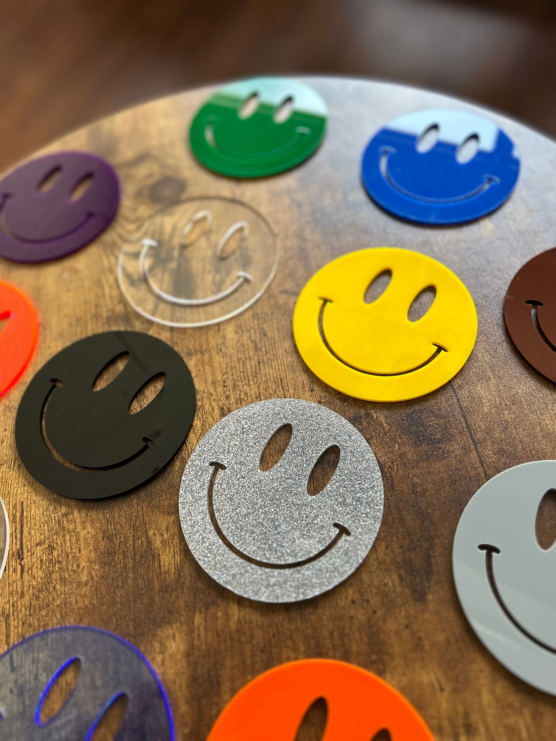 Colorful Smiley Face Style Acrylic Coasters for Home, Table Setting ...