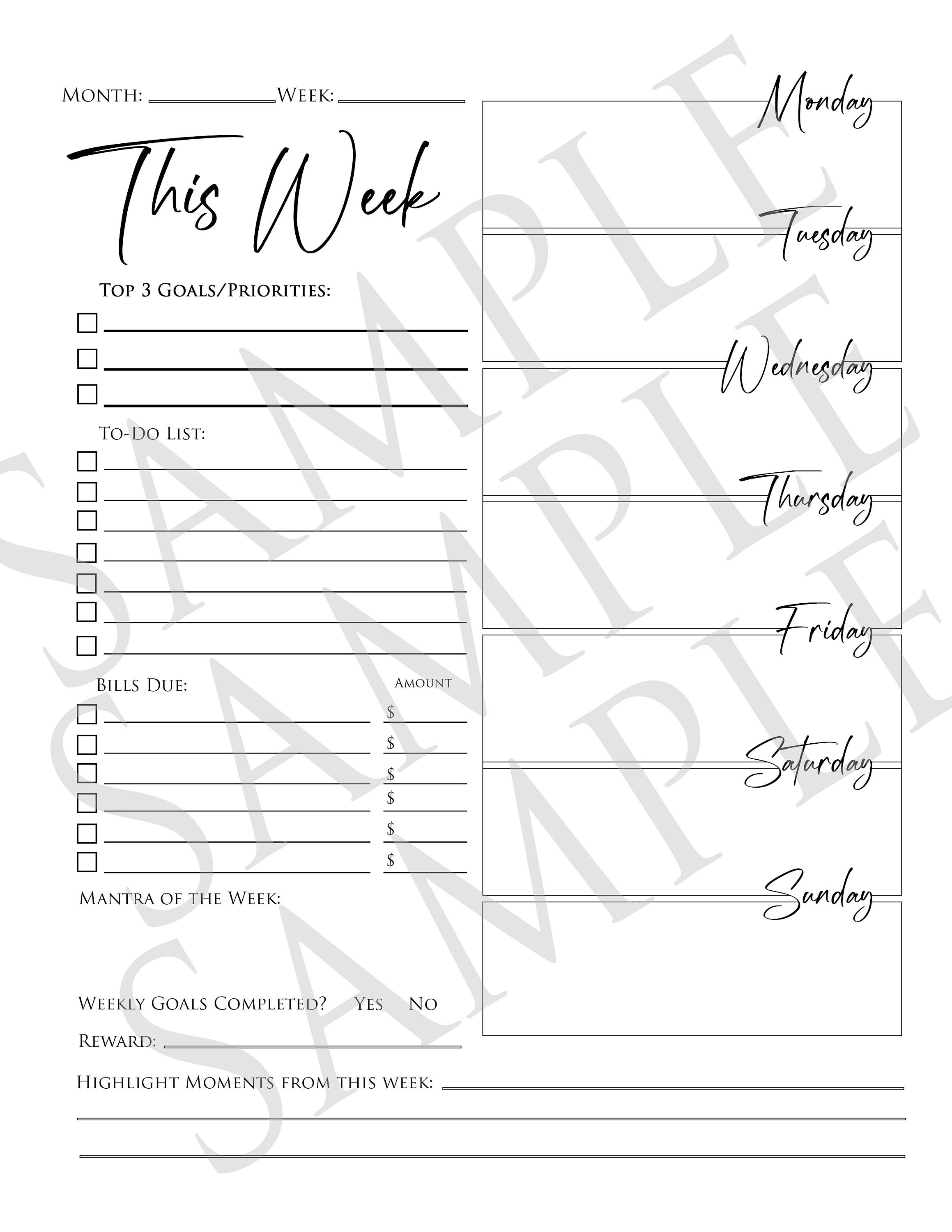 Organized Daily Life Planner Printable Bundle Includes Daily - Etsy