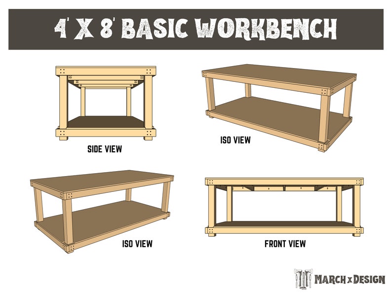 4' X 8' Basic Workbench Digital Woodworking Build - Etsy