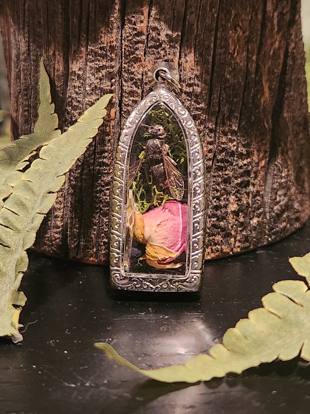 Gothic Terrarium Coffin Latern Wasp Mini Glass Necklace Pendant - Etsy