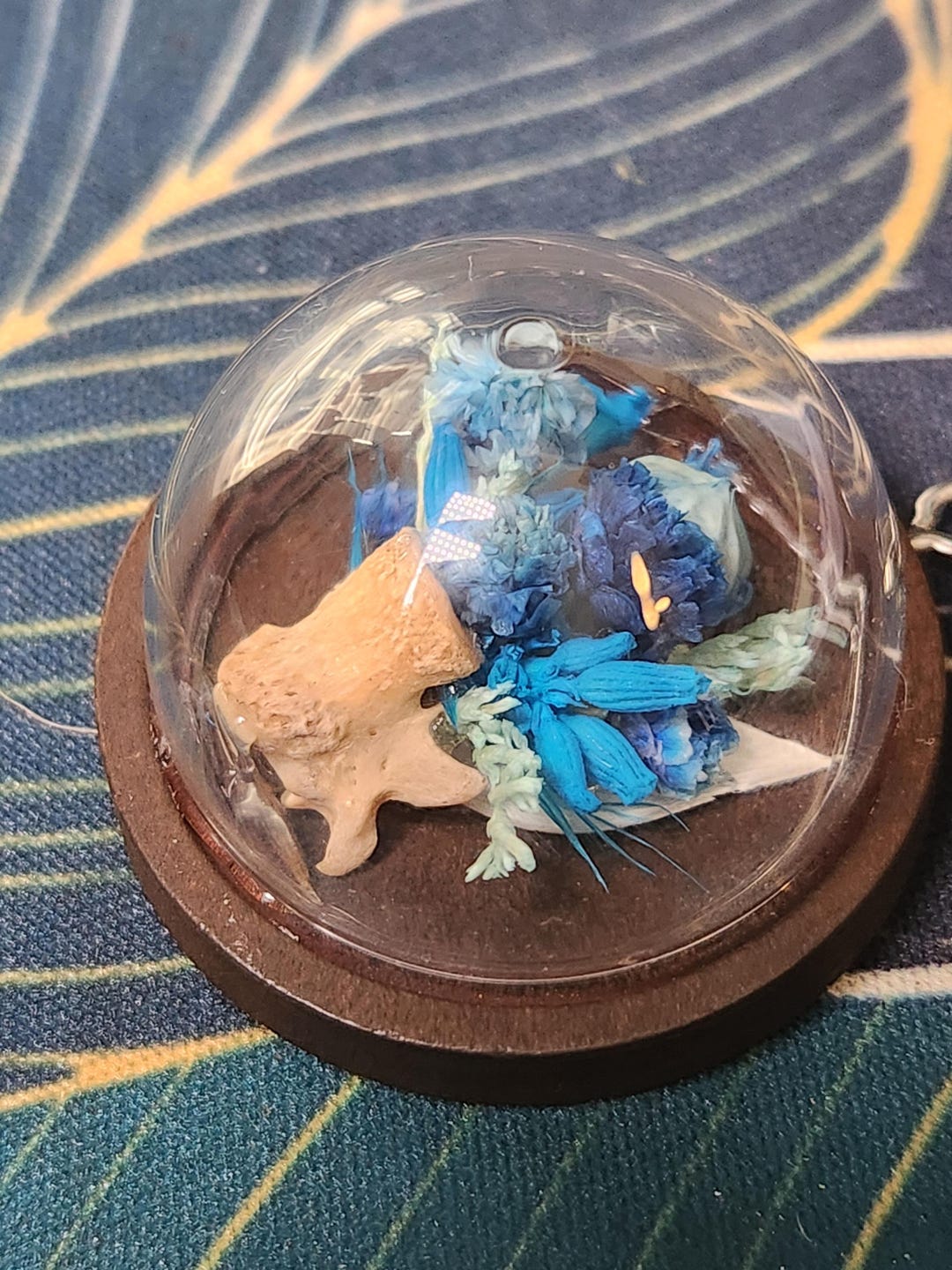 Half Bubble Dome Mink Vertebrae and Flowers Pendant Medium Cloche - Etsy