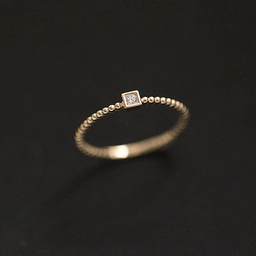 9K Solid Gold Dottie Ring Full Beaded Moissanite Handmade - Etsy