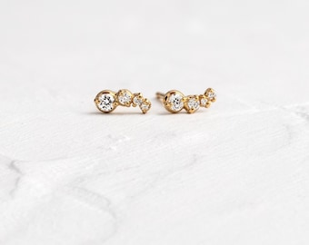 Dainty Small Amara Petal Moissanite Earring 10K Solid Gold - Etsy