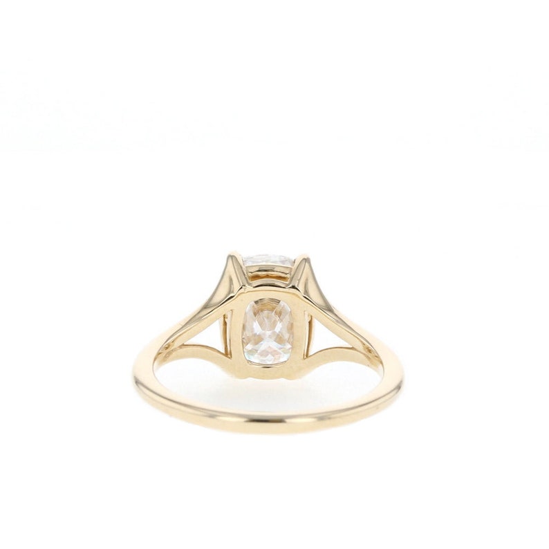 Elegant 9K Solid Gold Cushion Cut Crystal Elegant Thin Band - Etsy