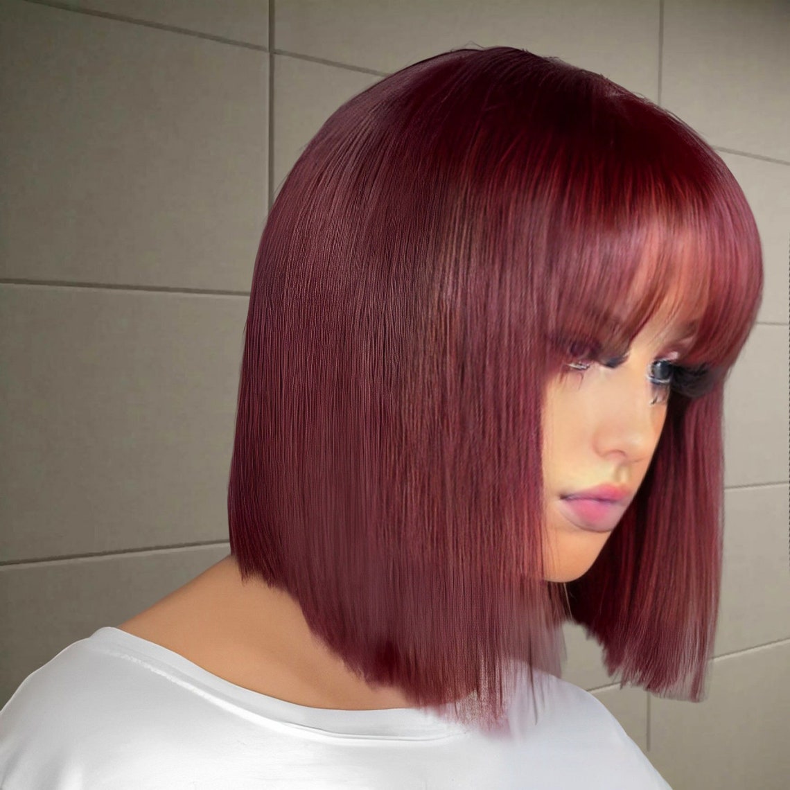 Burgundy 99J Red Color Brazilian Hair Straight Lace Front Wigs - Etsy