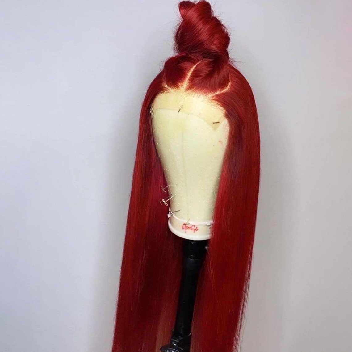 Red Color Wig Straight Human Hair Wigs Transparent Lace Front - Etsy