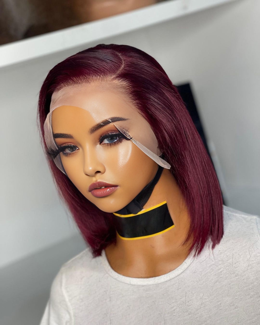 Free Part Burgundy Red Brazilian Hair Straight Lace Front Wigs 99J ...