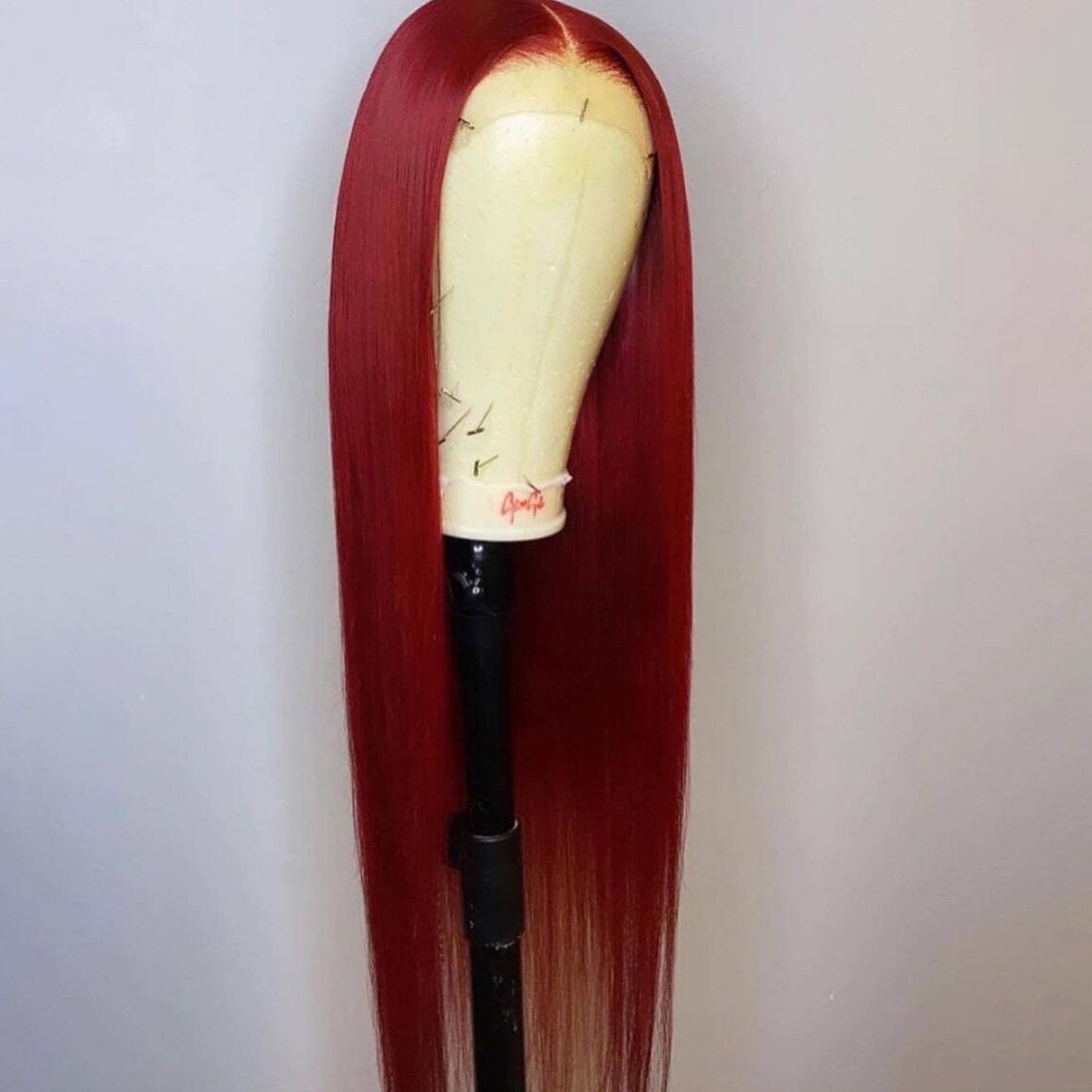 Red Color Wig Straight Human Hair Wigs Transparent Lace Front - Etsy