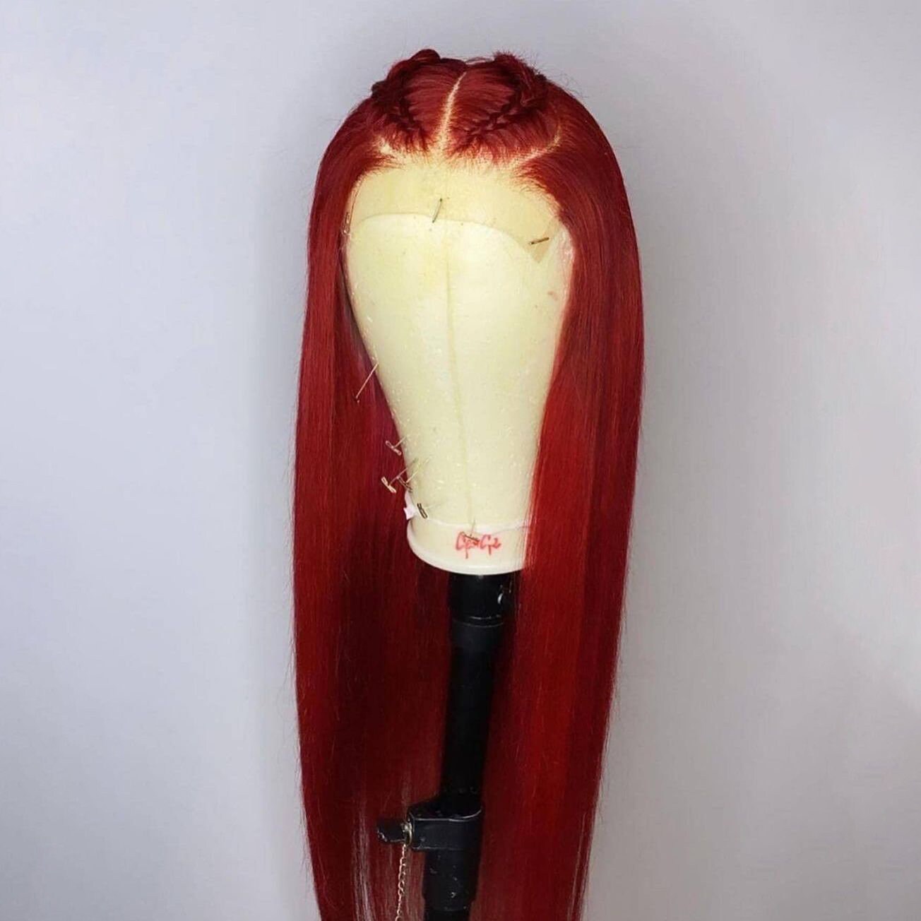 Red Color Wig Straight Human Hair Wigs Transparent Lace Front - Etsy