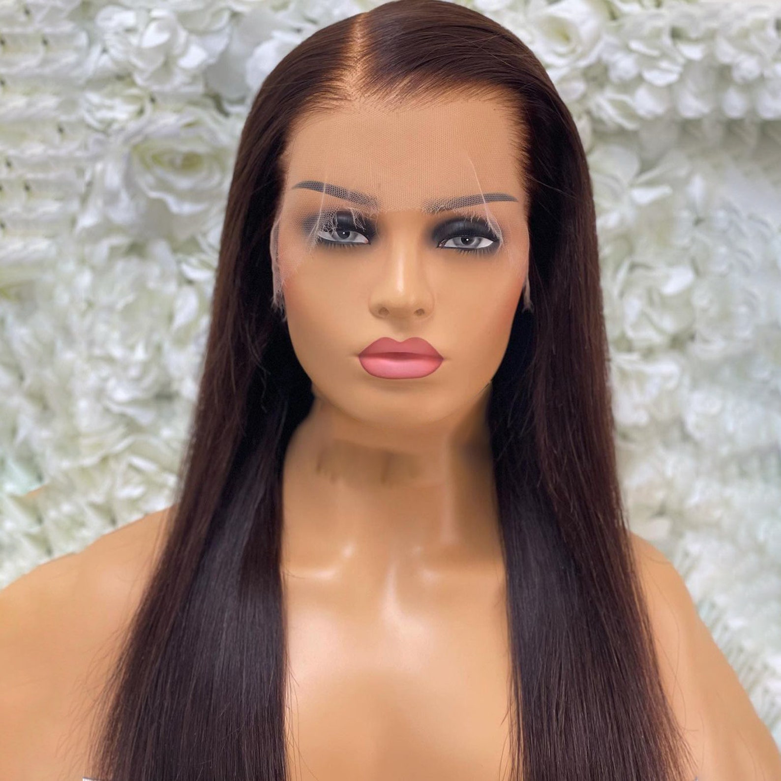 Dark Brown Color Wig Straight Human Hair Wigs Transparent Lace Front ...