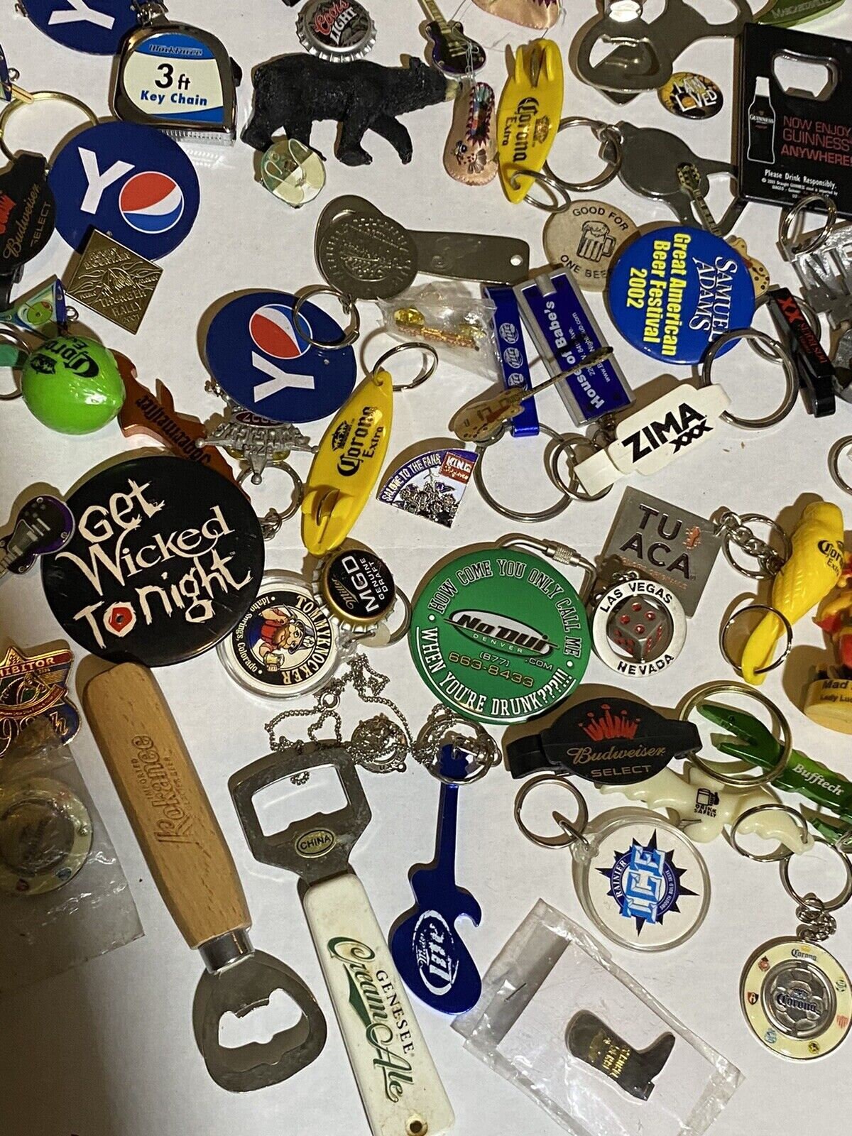 Huge Collection of Keychains, Bottle Openers, Buttons, Pins and Other ...