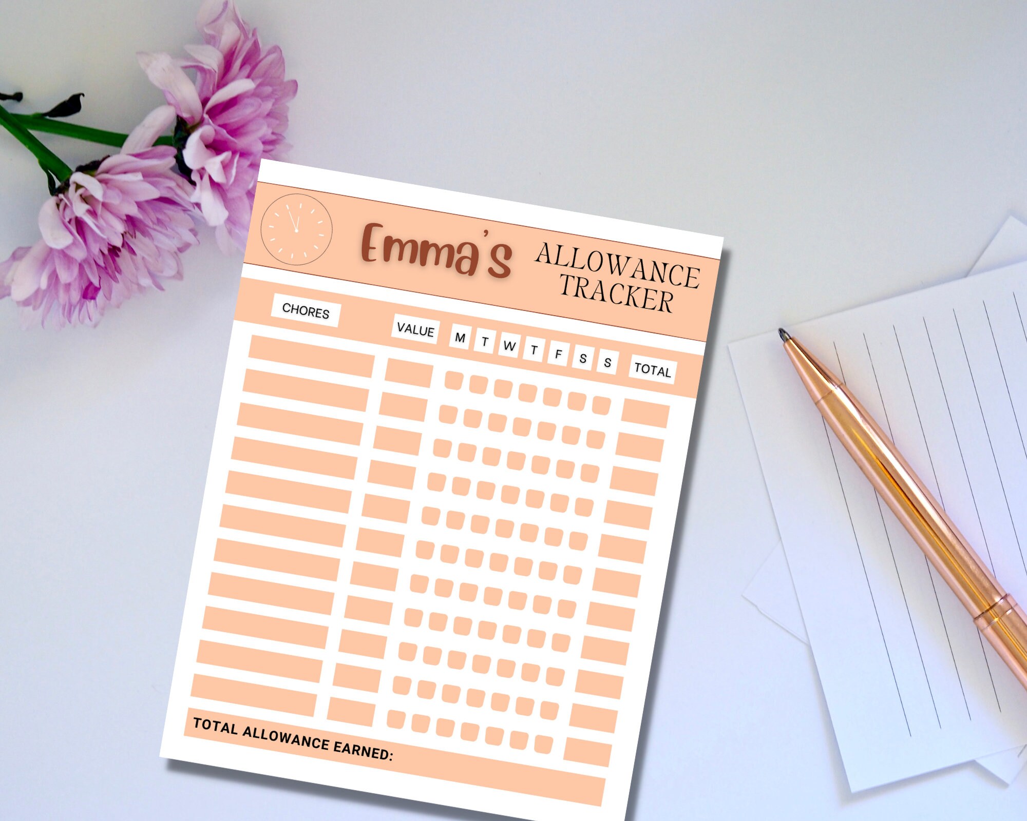 Allowance Tracker for Kids, Printable Allowance Chore Chart, Earn Money ...