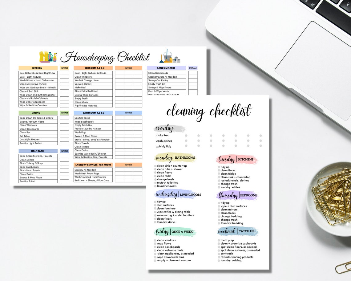 Editable Cleaning Checklist Bundle Cleaning Schedule - Etsy