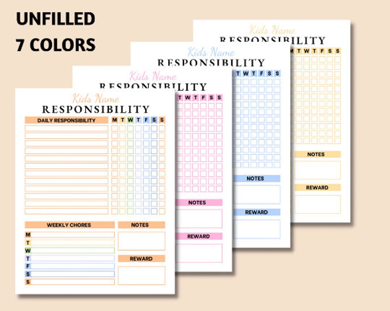 EDITABLE Chore Chart for Kids Bundle, Reward Chart, ADHD Chore Chart ...