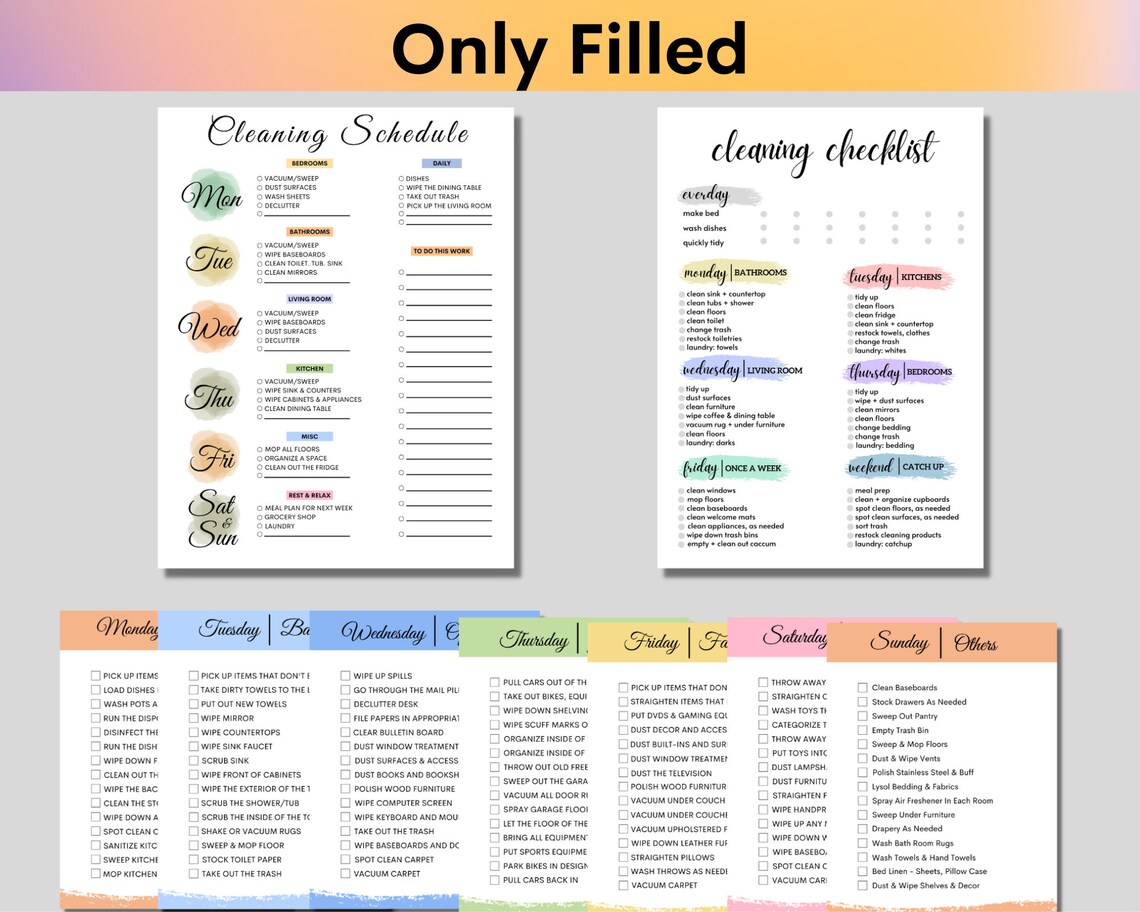 Editable Cleaning Checklist Bundle Cleaning Schedule - Etsy