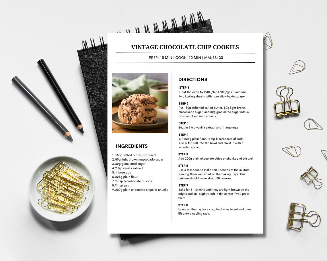 Recipe Book Template EDITABLE Recipe Sheet Template Recipe - Etsy