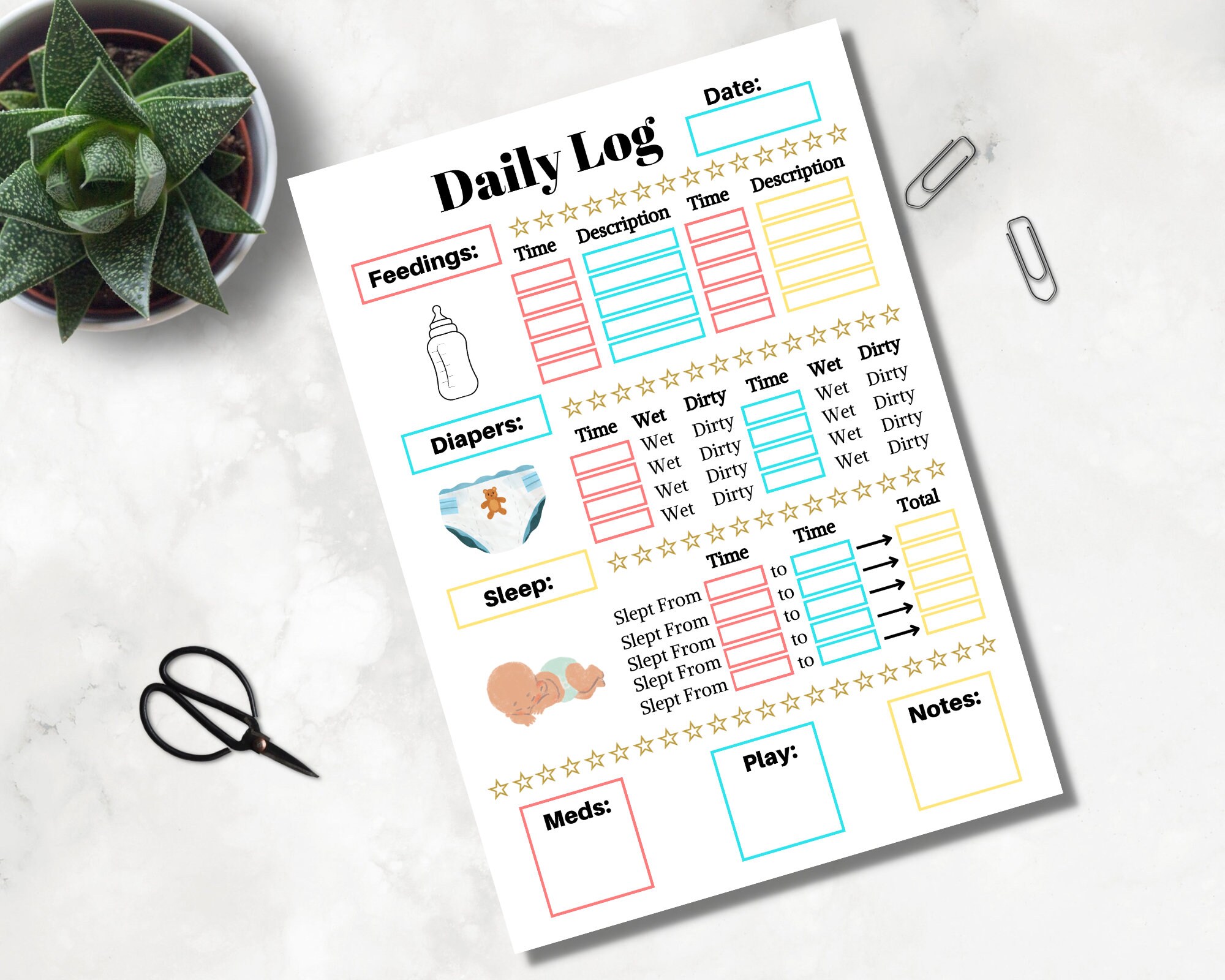EDITABLE Baby Daily Log Daily Toddler Log Printable Toddler - Etsy