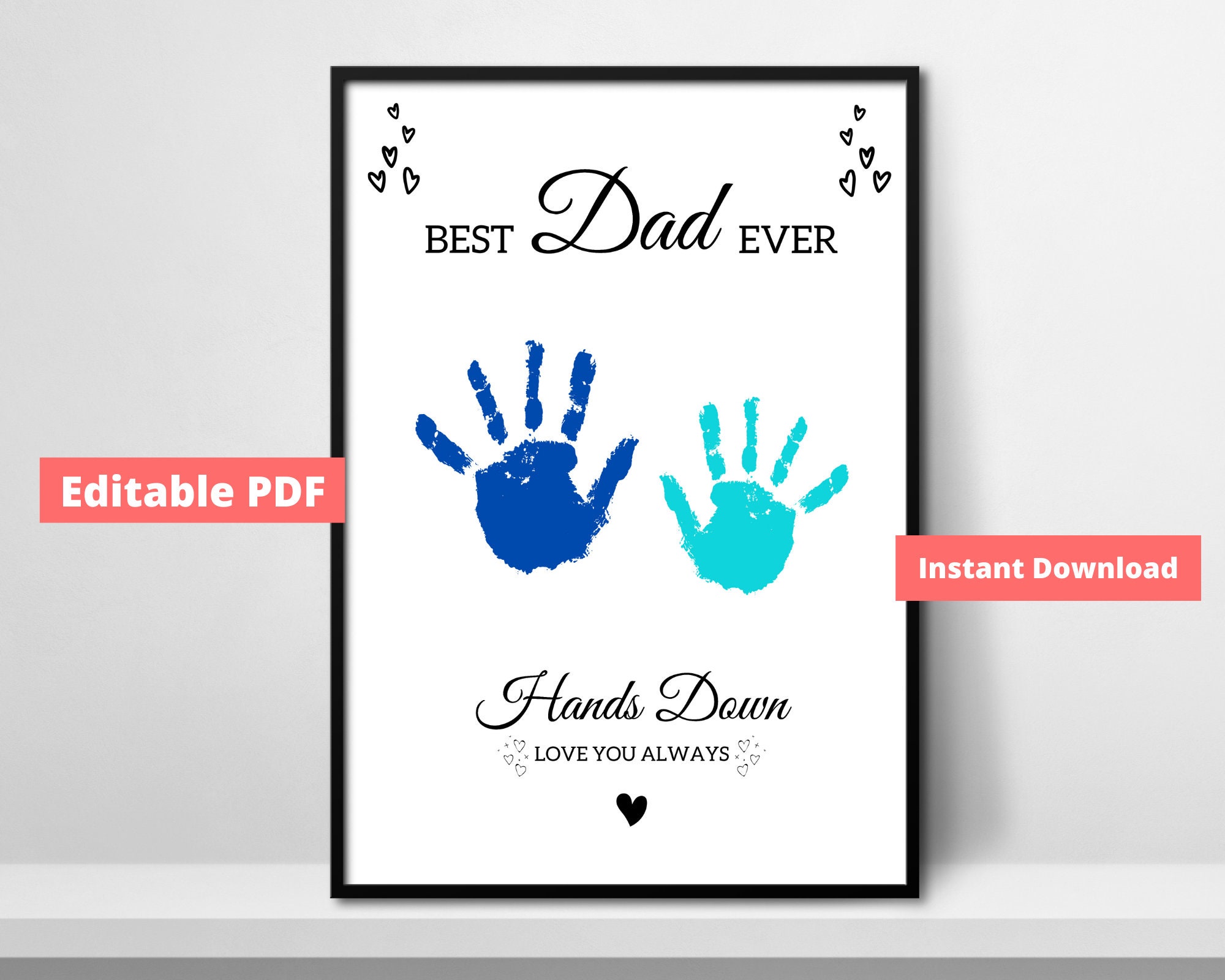 Daddy Poem Card Printable, Handprint Art Craft, Editable Poem Wall Art ...