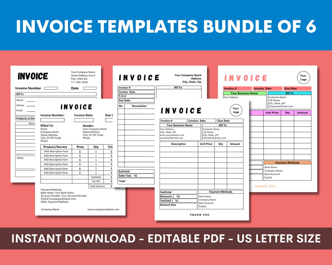 Simple Invoice Template || Editable PDF/ Word/ Googledocs/ Googlesheets ...