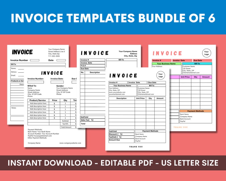 Simple Invoice Template || Editable PDF/ Word/ Googledocs/ Googlesheets ...