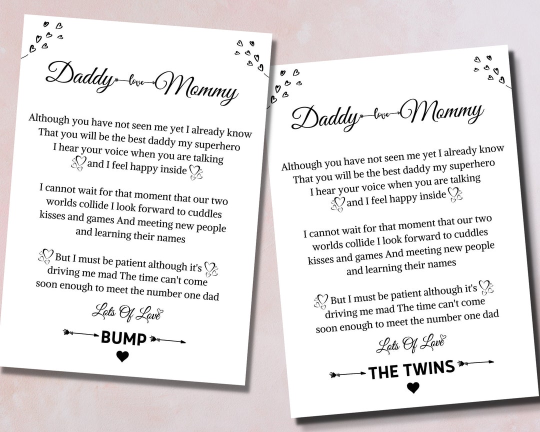 Mummy and Daddy to Be Pregnancy Poem Gift A5 Card With Envelope, Baby ...