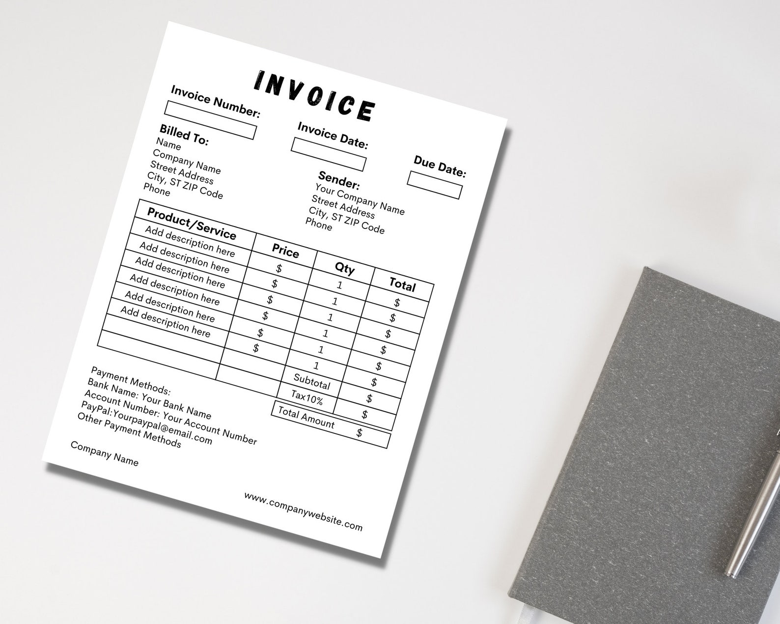 Small Business Invoice Template, Invoice Template, Minimalist Business ...