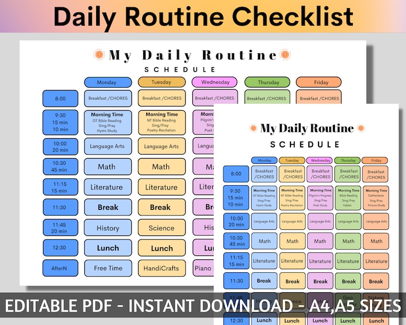 Daily Routine Planner | Digital Download| Printable Planner | Routine ...