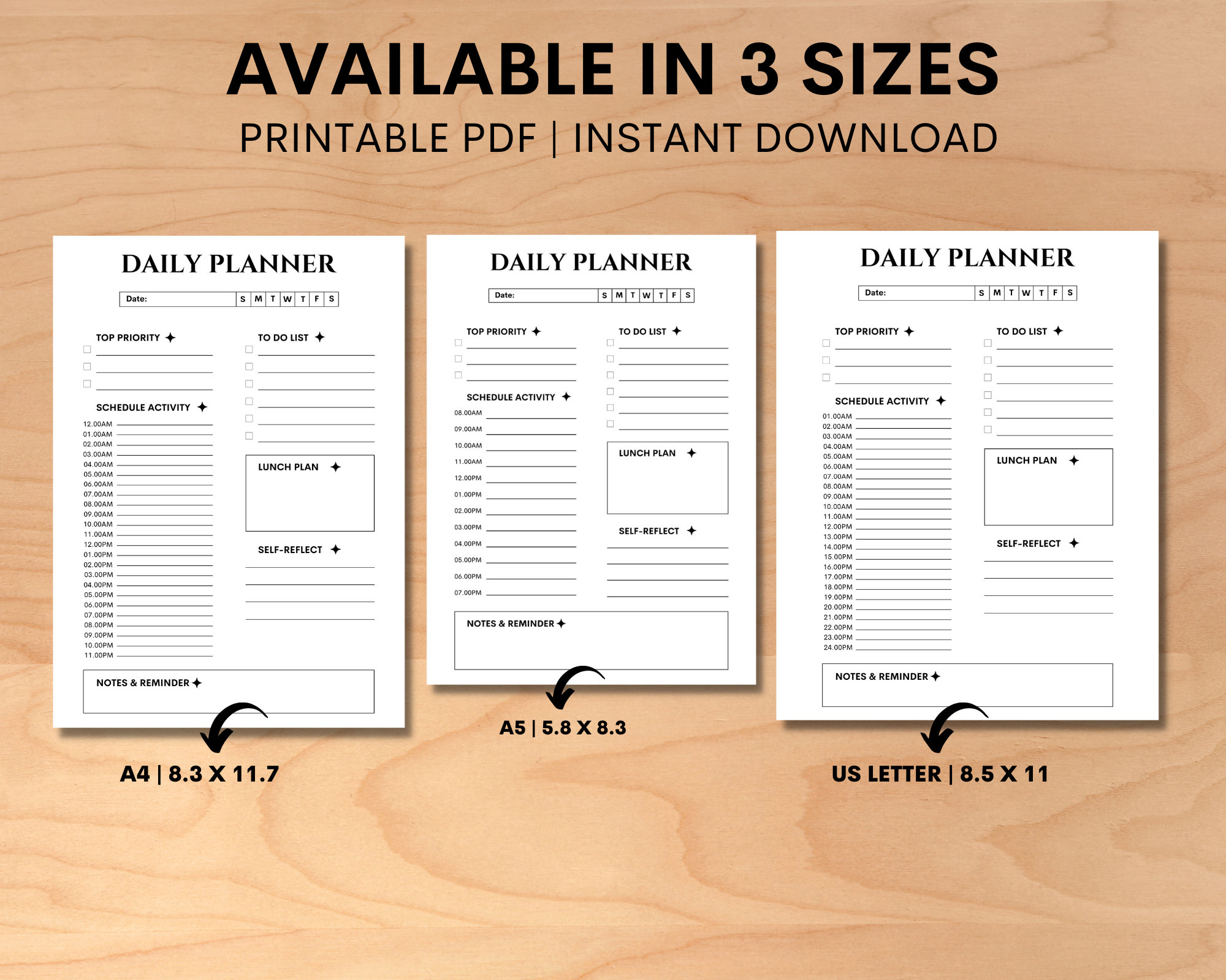 Daily Weekly Hourly Planner Printable| Daily Hourly Planner Spiral ...