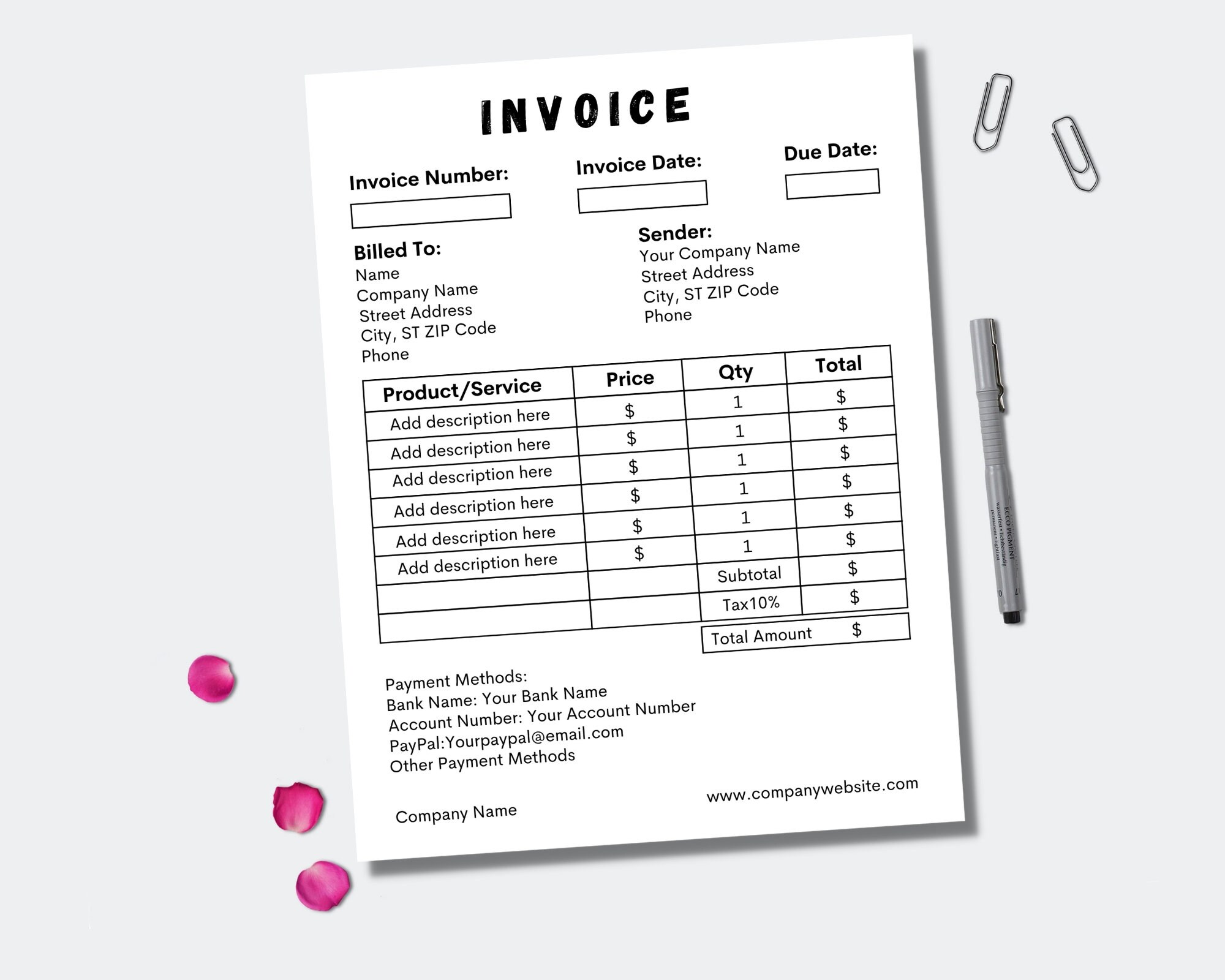 Small Business Invoice Template Invoice Template Minimalist - Etsy