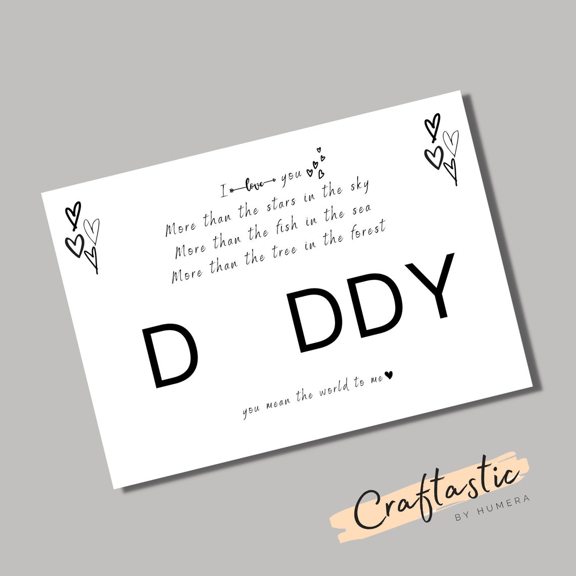 Daddy Poem Card Printable Handprint Art Craft Editable Poem | Etsy