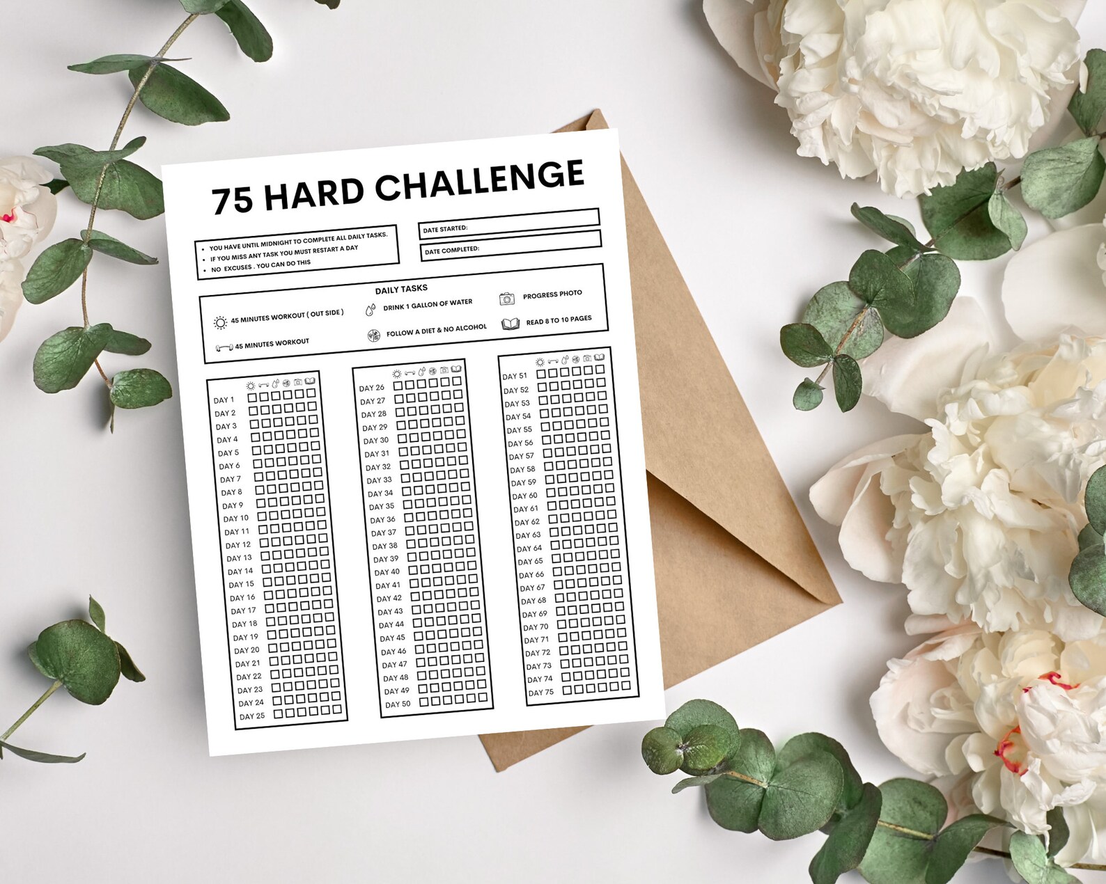 75 Hard-ish Challenge Fitness Tracker Printable - Etsy
