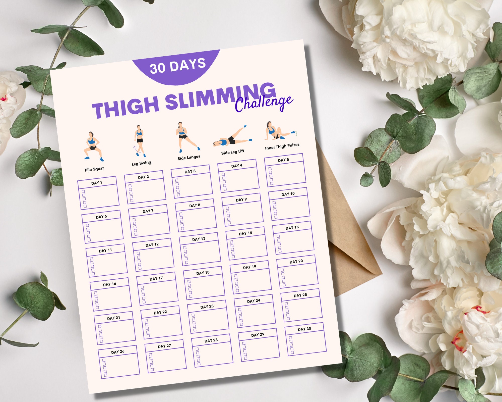 Fitness Planner Printable, 30 Days Challenge, Fitness Tracker, Workout ...