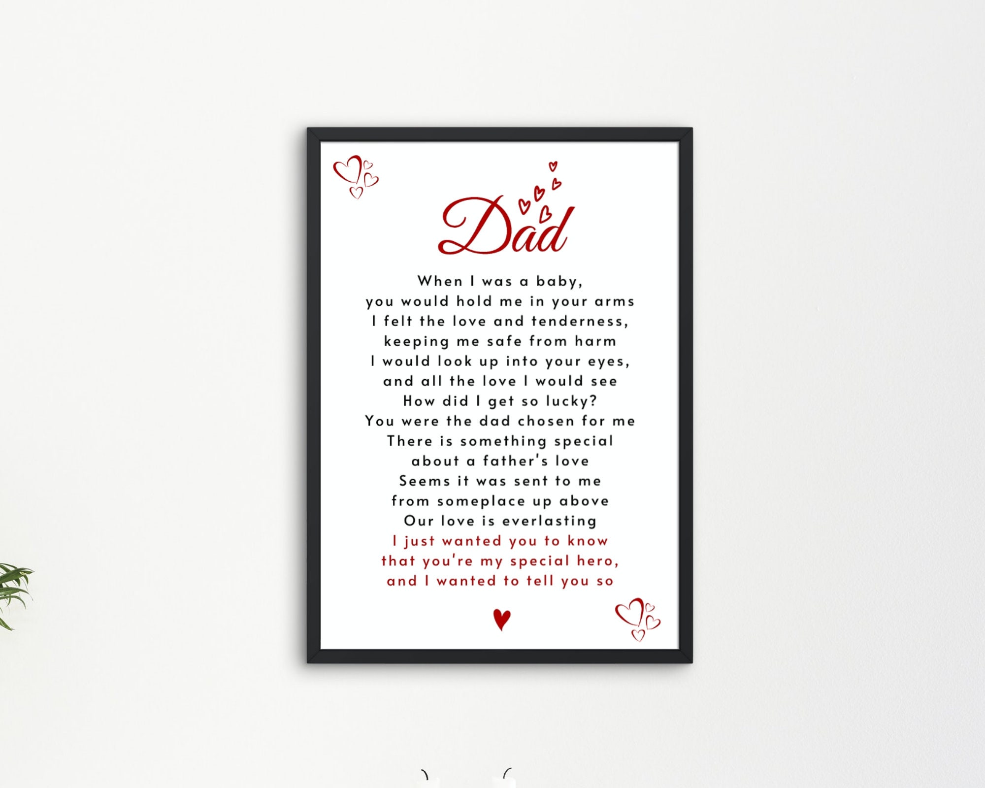 Daddy Poem Card, Wonderful Dad Poem, Fathers Day Card, Thank You Daddy ...